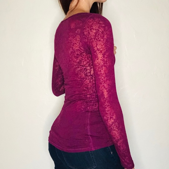 Poof! | Tops | Poof Purple Sheer Long Sleeve Top | Poshmark